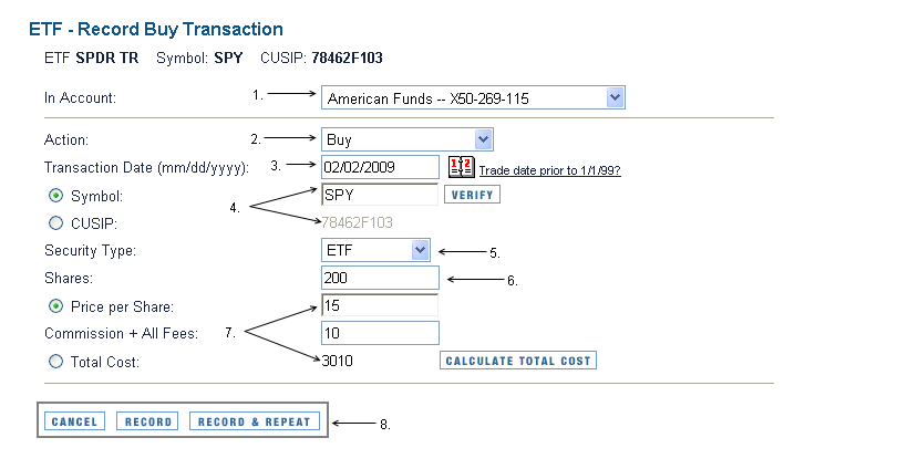 ETF - Record Buy Transaction
