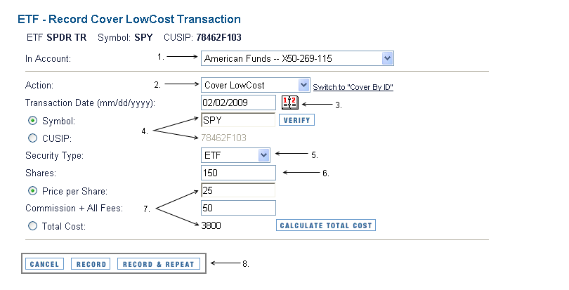 ETF - Record Cover LowCost Transaction