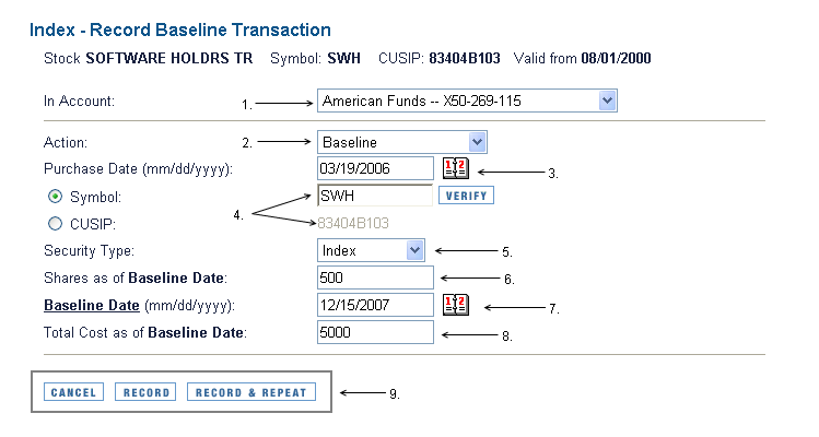 Index - Record Baseline Transaction